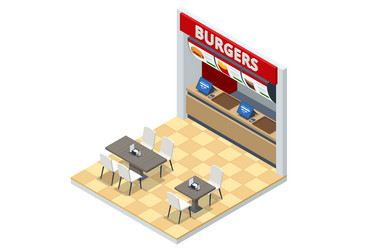 Fast food restaurant isometric modern burger Vector Image
