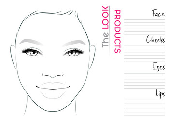 Realistic makeup artist face chart blank template Vector Image
