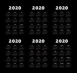 2020 Calendar Start Monday Vector Images (over 610)