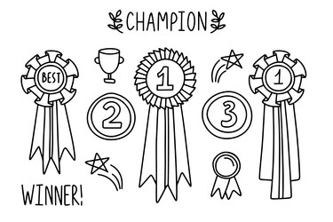 Winner award hand drawn outline doodle icon round Vector Image
