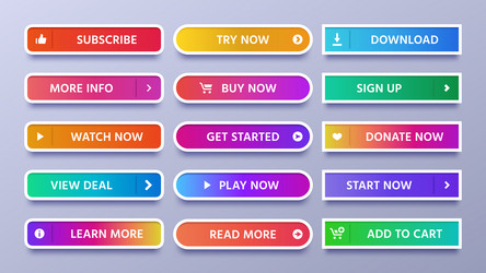 Neom web button glow modern colorful action Vector Image