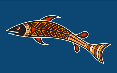 Fish aboriginal art style Royalty Free Vector Image