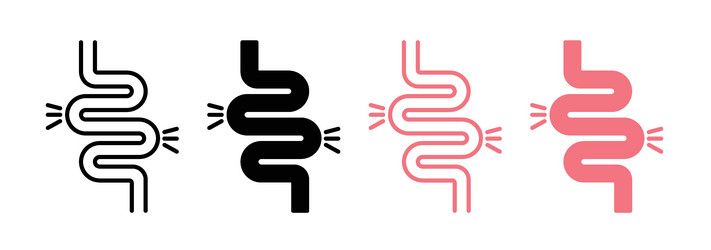 Gut constipation icon set intestine and bowel Vector Image