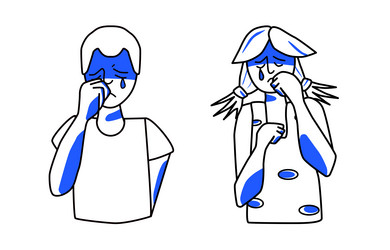 Sad boy with emotion of melancholy facial Vector Image