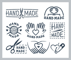 Handmade colorful line logos icons set Royalty Free Vector