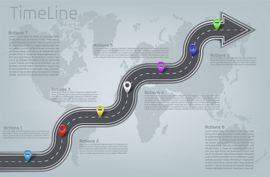 Road route infographic line with step-by-step plan