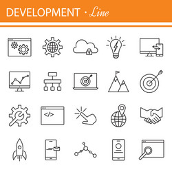 Set of economic development icons simple line art Vector Image