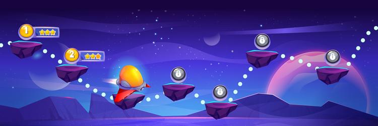 Arcade game progress map on space background Vector Image