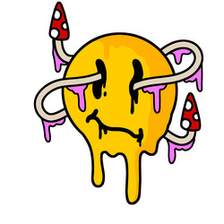 Acid smiley face psychedelic symbol of rave Vector Image