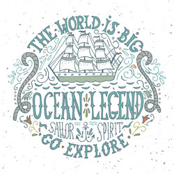 Vintage label with an anchor and letter made Vector Image