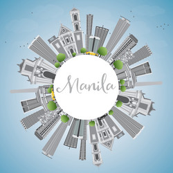 Manila skyline with color buildings blue sky Vector Image