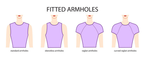 Set of fitted armhole short length standard Vector Image