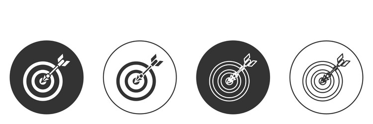 Black target with arrow icon isolated on white Vector Image