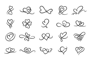 Hand drawn heart love sign romantic calligraphy Vector Image