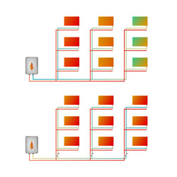 Two-pipe vertical heating system the lower Vector Image