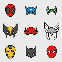 Super hero masks set face character Royalty Free Vector