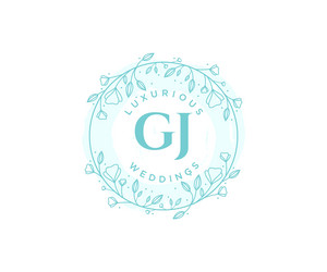 Gj initials letter wedding monogram logos Vector Image