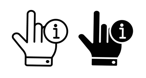 Hand with information icon set hint Royalty Free Vector