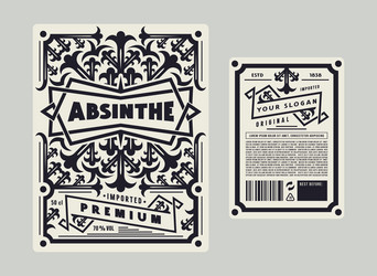 Template decorative label for absinthe Royalty Free Vector
