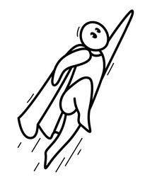 Funny cartoon man flying with coat like Royalty Free Vector