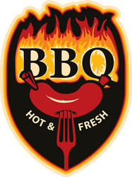 Flat with flames and words bbq Royalty Free Vector Image