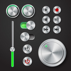 Metal interface buttons collection Royalty Free Vector Image