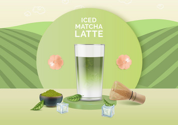 Realistic detailed 3d japanese matcha latte Vector Image