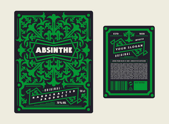 Template decorative label for absinthe Royalty Free Vector