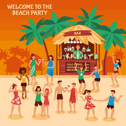 Beach party isometric composition Royalty Free Vector Image