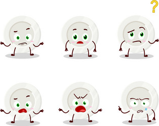 White plate cartoon character with various angry Vector Image