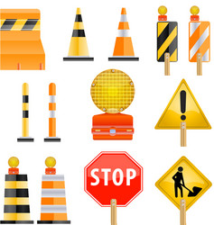 Warning danger under construction sings icons set Vector Image
