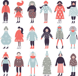 Women in modern fashion clothes isolated on white Vector Image