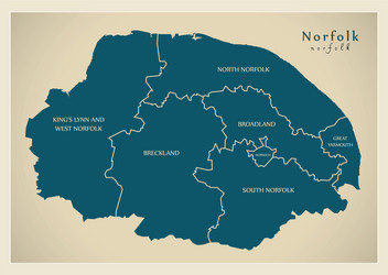 Modern map - north norfolk district england uk Vector Image