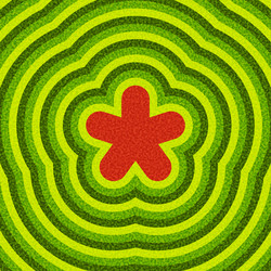 Abstract red snowflake on green waves Royalty Free Vector