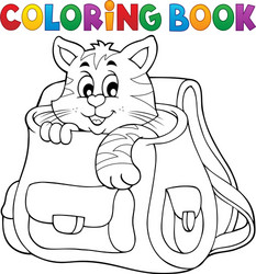 Coloring book christmas cat theme 2 Royalty Free Vector
