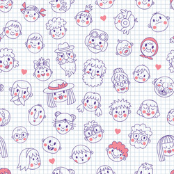 Funny cartoon faces seamless pattern Royalty Free Vector