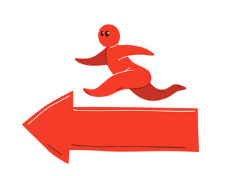 Funny cartoon man running on a arrow flat style Vector Image