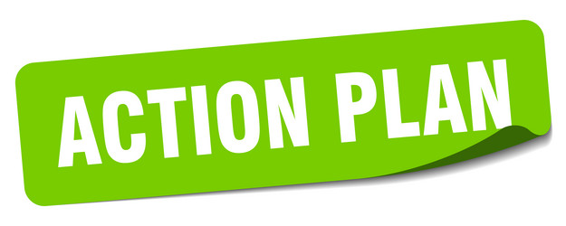 Action plan sticker label Royalty Free Vector Image