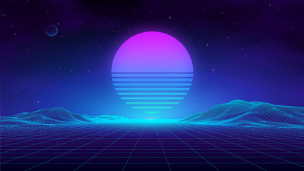 Retro landscape background sunset 3d landscape Vector Image