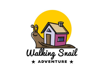Walking snail and house design Royalty Free Vector Image