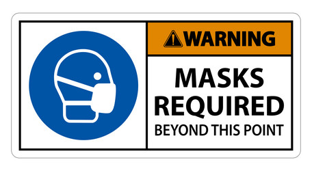 Emergency masks required beyond this point sign Vector Image