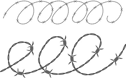 Barb wire shapes black barbed silhouettes Vector Image