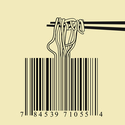 Fork spaghetti barcode design idea concept Vector Image