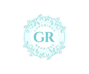 Gr initials letter wedding monogram logos Vector Image