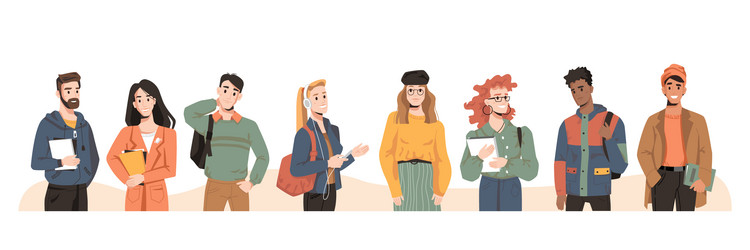 College students - multicultural pupils Royalty Free Vector