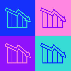 Pop art line financial growth decrease icon Vector Image