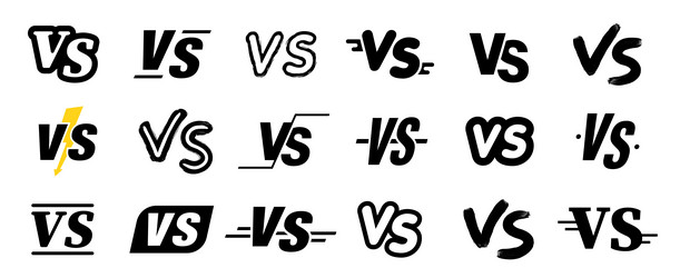 Set of vs versus letters icons battle Royalty Free Vector