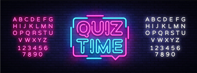 Quiz time announcement poster neon signboard Vector Image