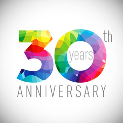 30 anniversary color logo Royalty Free Vector Image