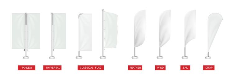 Realistic flag mockup set Royalty Free Vector Image